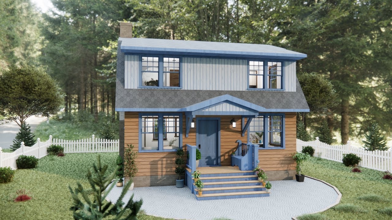 7x8m (24x26ft) 2-Story Countryside Small House – Smart Design & Space ...