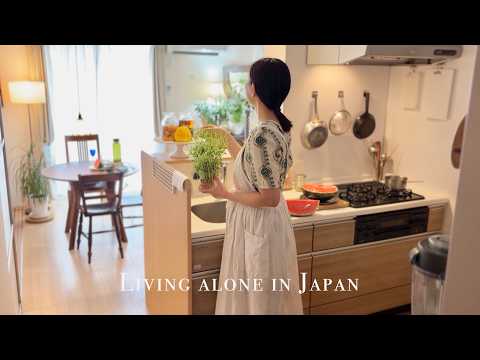 真夏の小さな１ルーム部屋での暮らし｜頭痛が起きるほど暑い30度超える部屋に涼を取り入れる｜小鮎ときゅうりで大好物素麺を楽しむ地産地消の暮らし｜Living alone in Japan