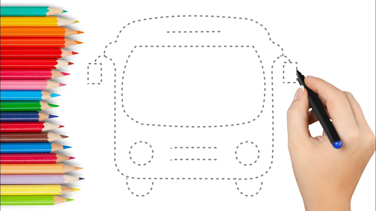 Tracing Drawing bus for Kids - YouTube