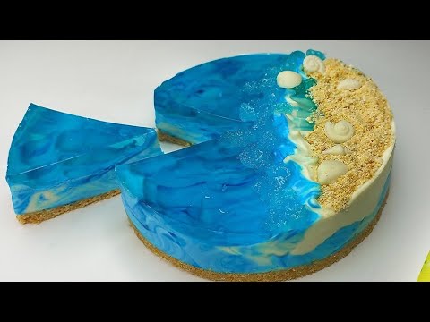 ocean cheesecake recipe | no bake no egg | blueberry jelly cheesecake ...