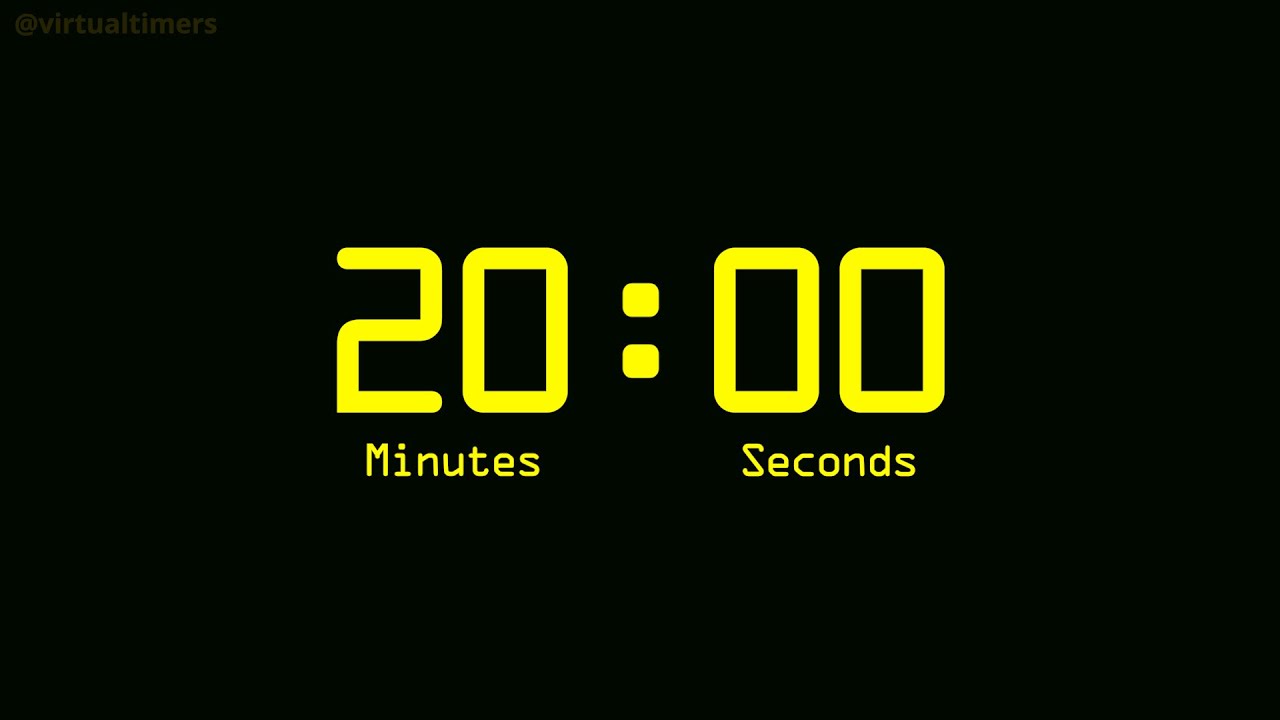 20 Minutes Countdown Timer with Alarm & Time Markers / Chapters - Retro ...