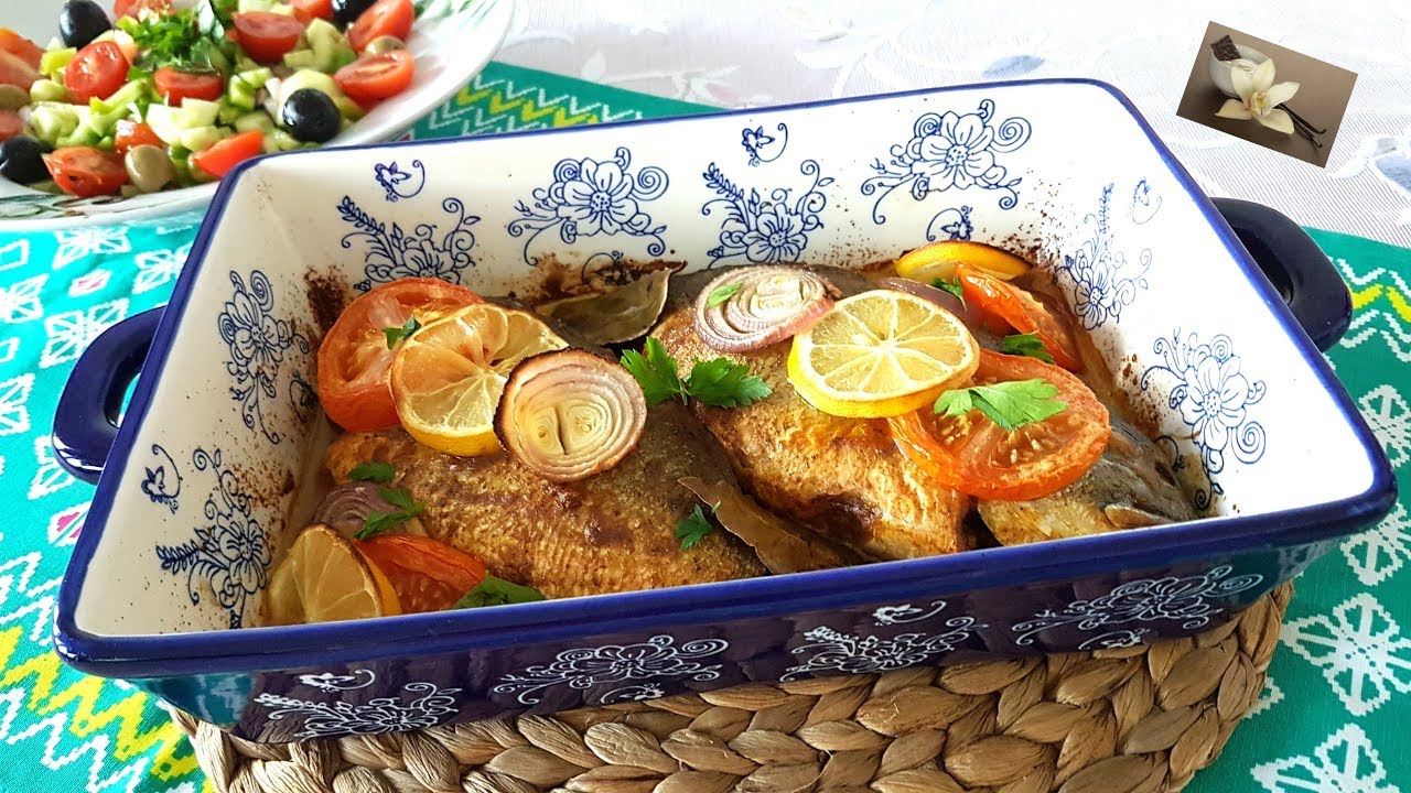 Recette de poisson farci au four/ Baked Stuffed Fish recipe/وصفة سمك ...