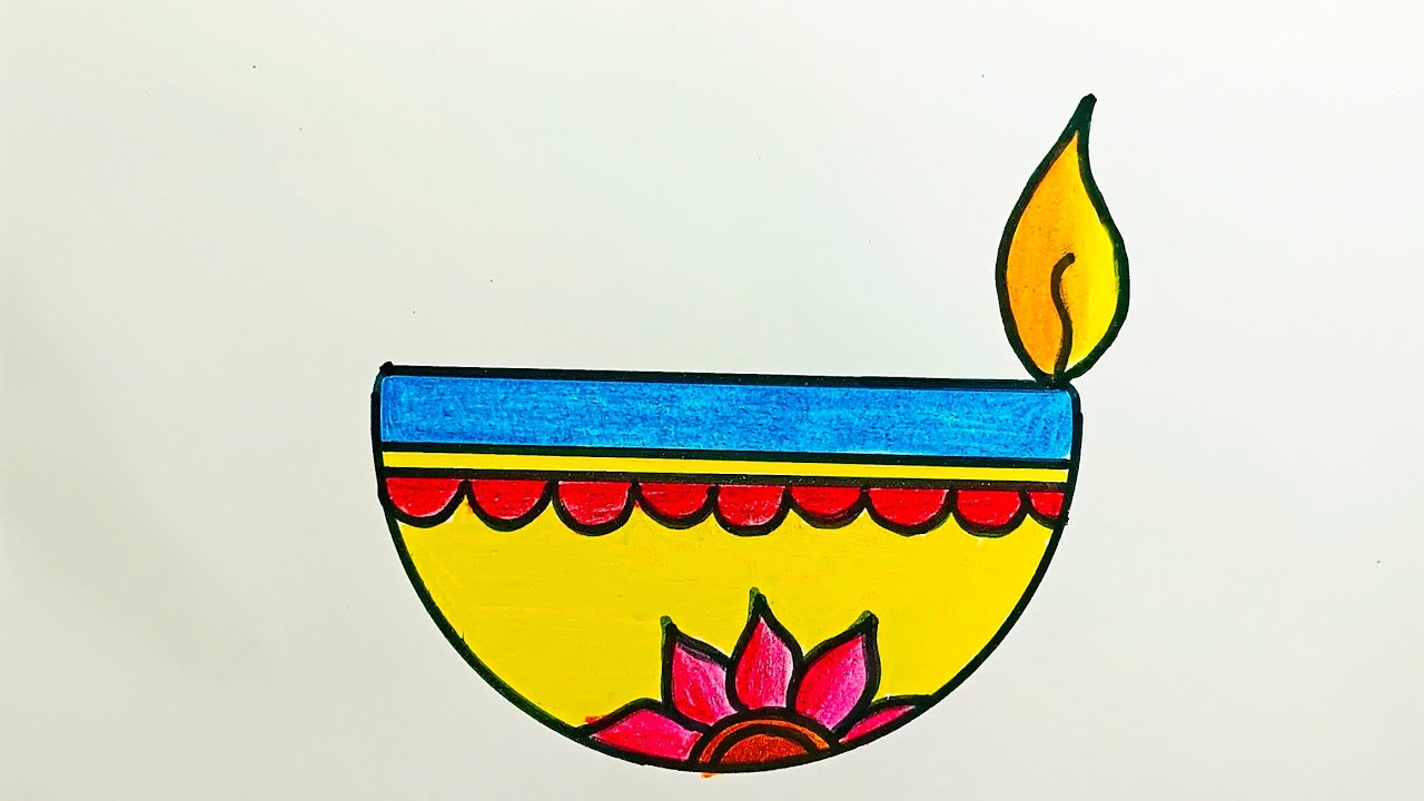 How to Draw Diya Step by Step | Diwali Special Diya Drawing | Diya ...