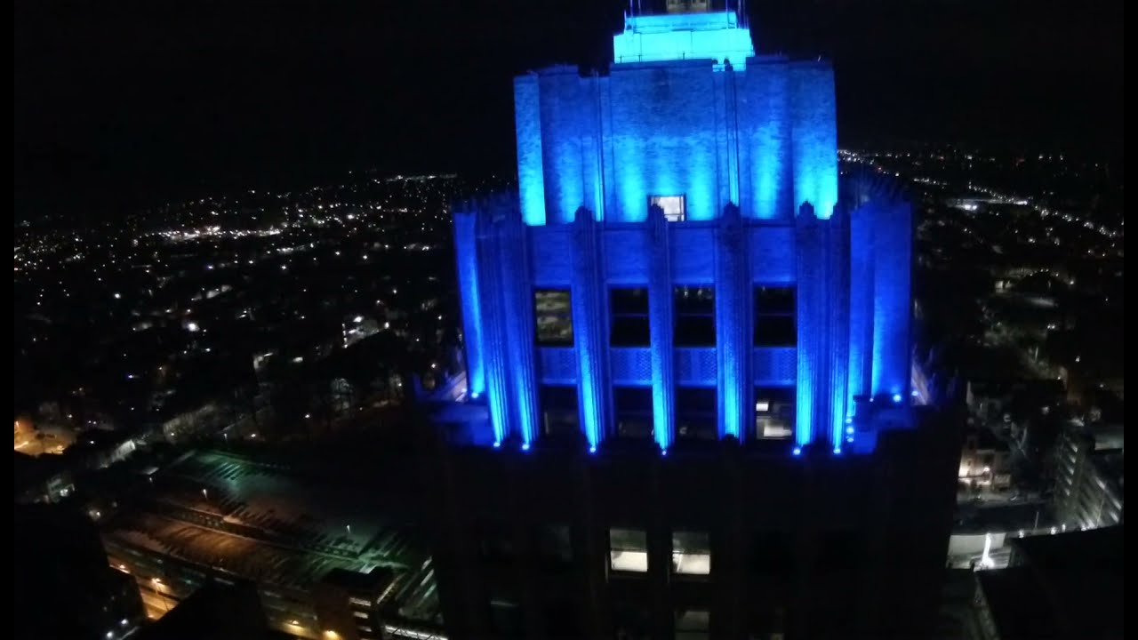 More Drone Footage Allentown PA PPL Building At Night - YouTube