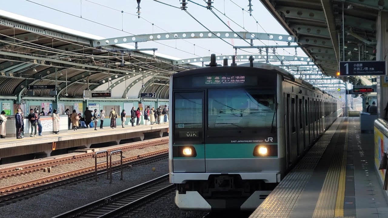4K【フリー素材】e233系2000番台 小田急線祖師ヶ谷大蔵駅 発着シーン 2023.3.7 - YouTube