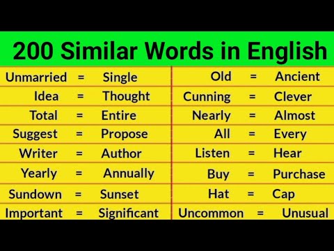 200 Similar Words | Similar Words in English | Vocabulary | Synonyms ...