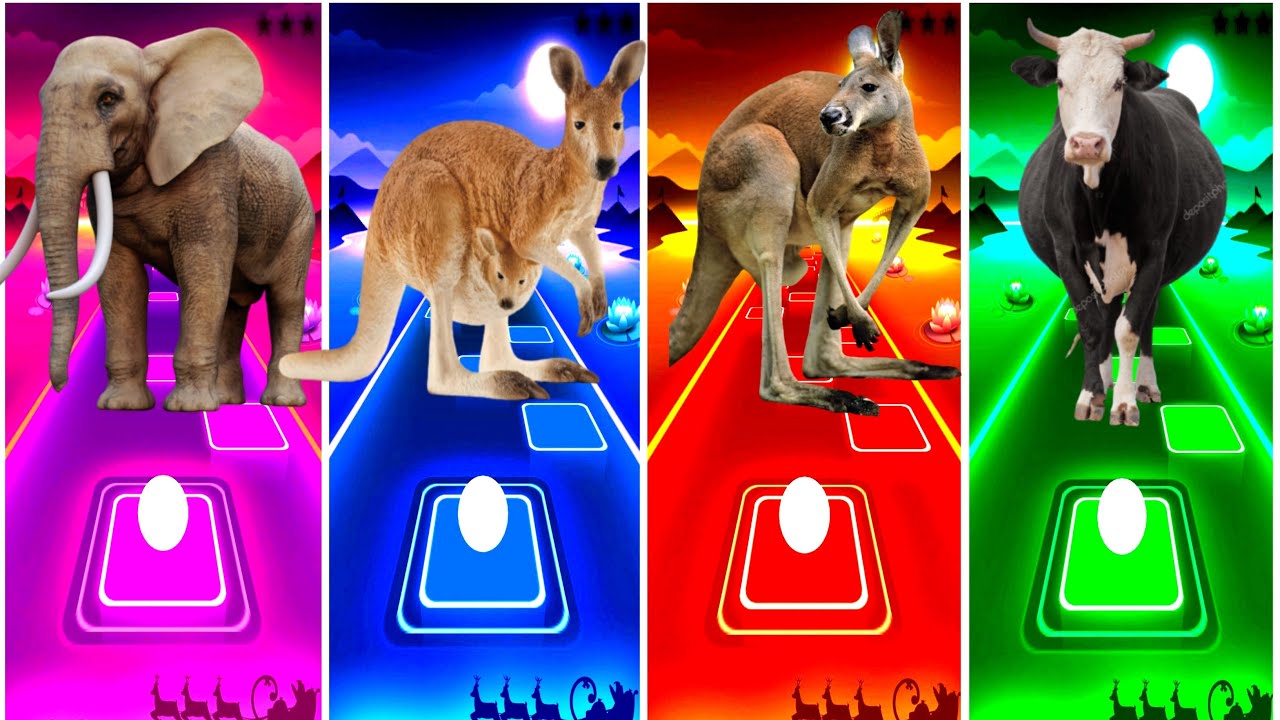 Funny Elephant 🆚 Funny Kangaroo 🆚 Funny Kangaroo 2025 🆚 Funny Cow.🌟 Best Tiles Hop Edm Rush ...