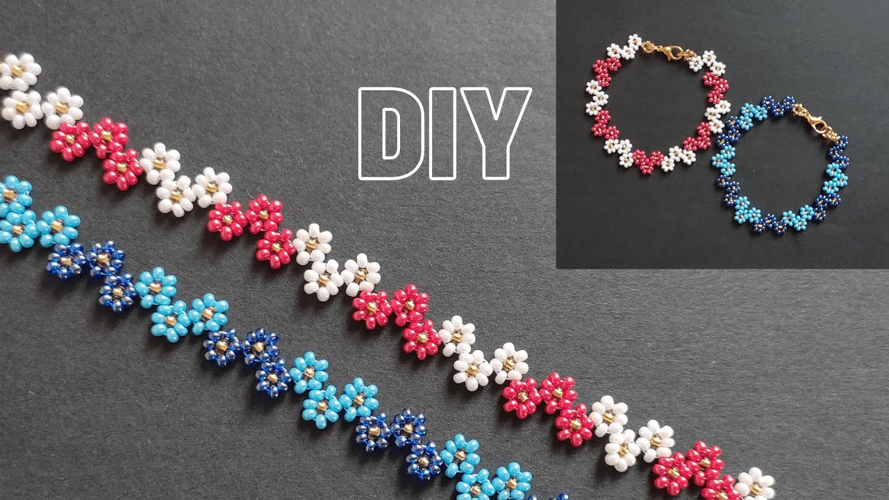 Flower Beaded Bracelet Diy How To Make Flowers Bracelet With Beads