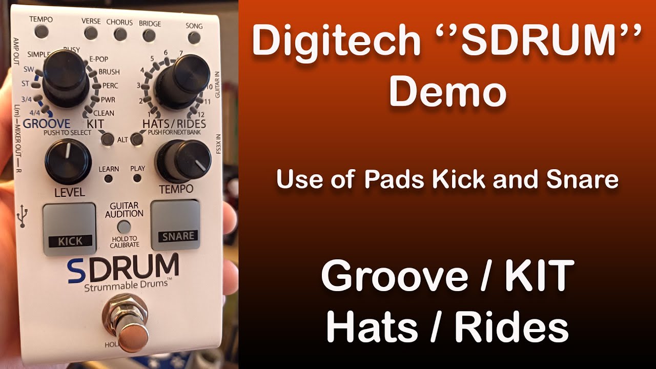 Digitech ''SDRUM'' Demo : Groove, Kit, Hats, Rides and use of Pads Kick and Snare. 🥁 - YouTube