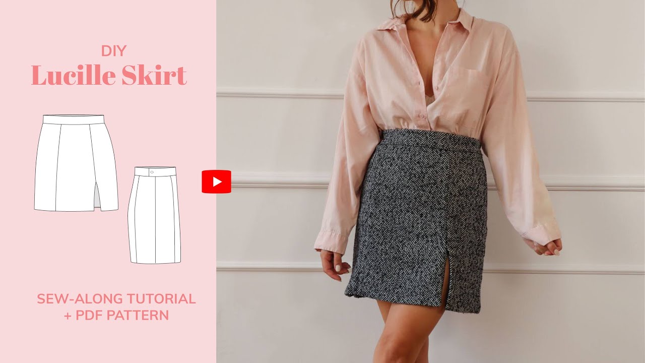 DIY Lucille Front Split Mini Skirt Tutorial - tintofmintPATTERNS - YouTube