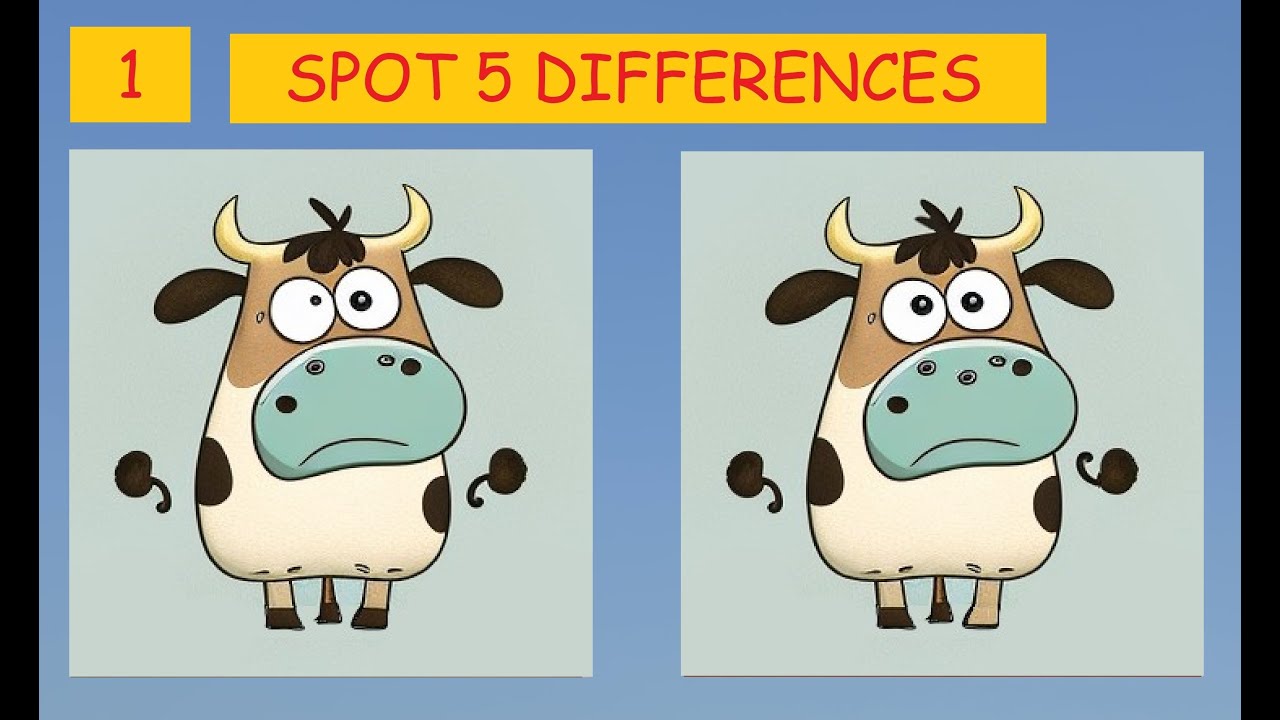 SPOT THE DIFFERENCE | CARTOON | COW | JAPANESE PUZZLE | 100 SECOND ...