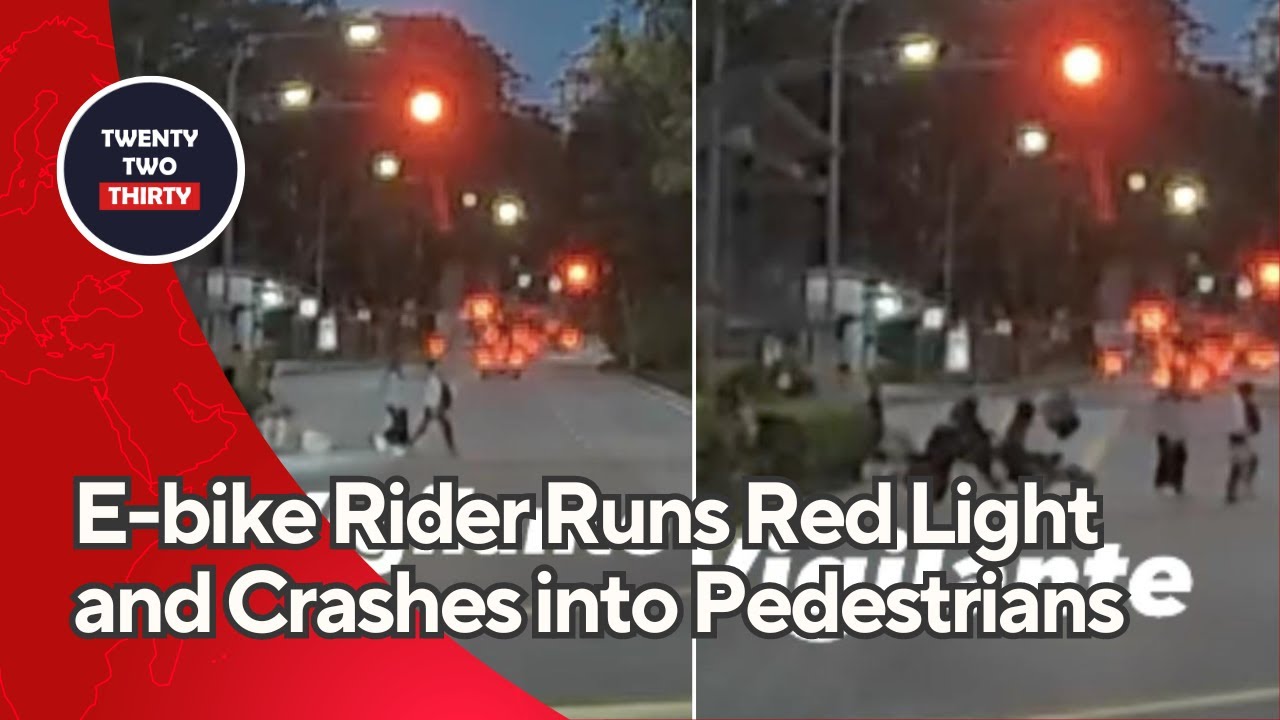 E-bike Rider Runs Red Light and Crashes into Pedestrians: Shocking ...