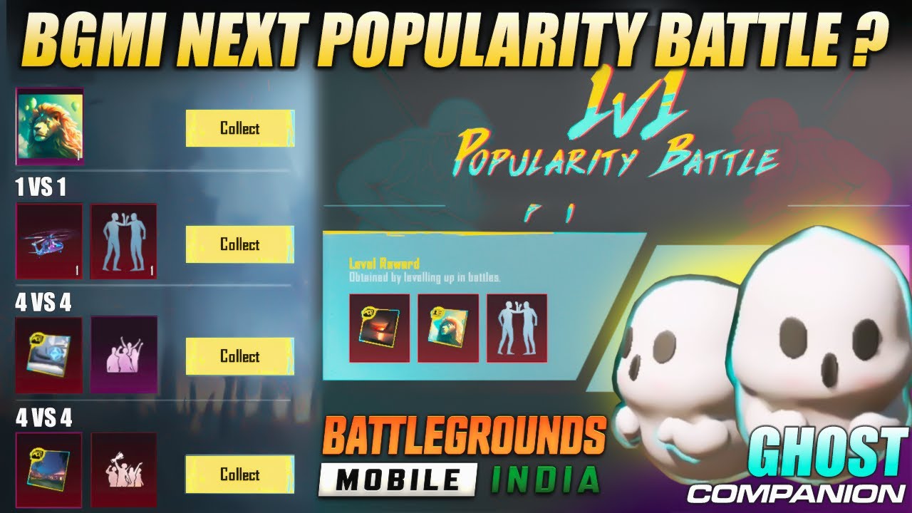 BGMI NEW 1vs1 & 4vs4 POPULARITY REWARDS IS HERE || NEW GHOST COMPANION ...