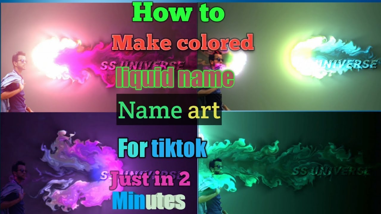 How to make colored liquid name art video .||ss universe|| |tutorial ...
