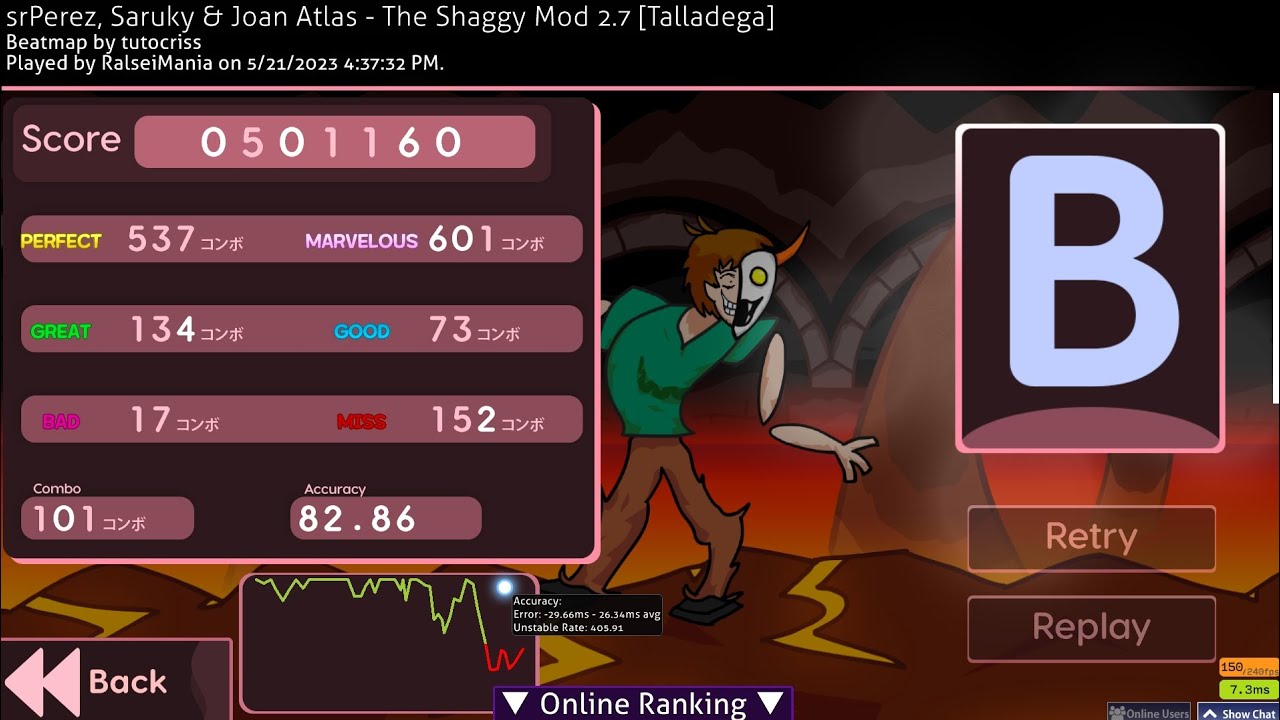 [Osu!Mania / FNF 9k] VS. Shaggy 2.7 - Talladega 82.86% Pass - YouTube
