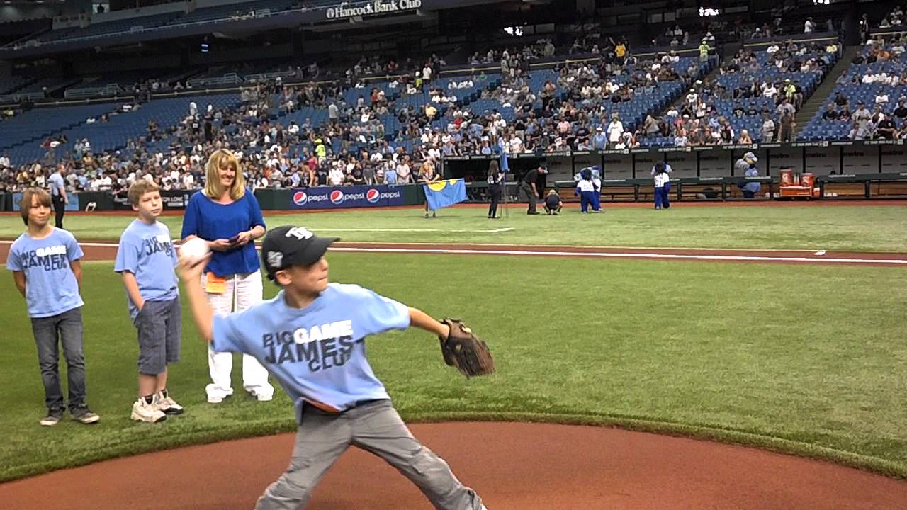 John throwing first pitch at Rays game - YouTube