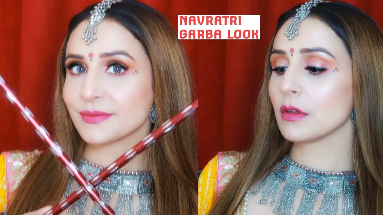 Navratri Garba Makeup Tutorial ||Sweatproof longlasting Makeup - YouTube