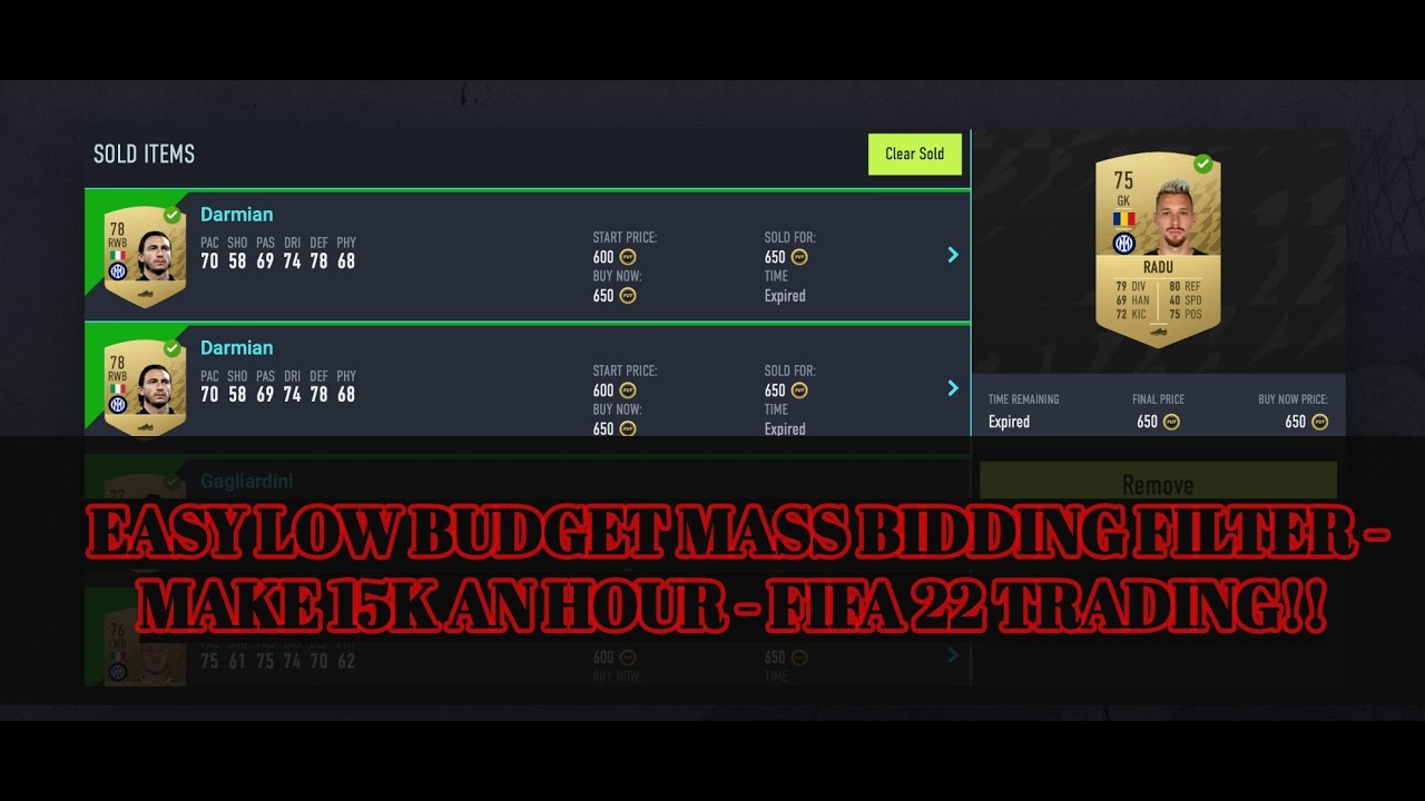 Fifa 22 Trading Tips Easy Low Budget Mass Bidding Filter Make 15k
