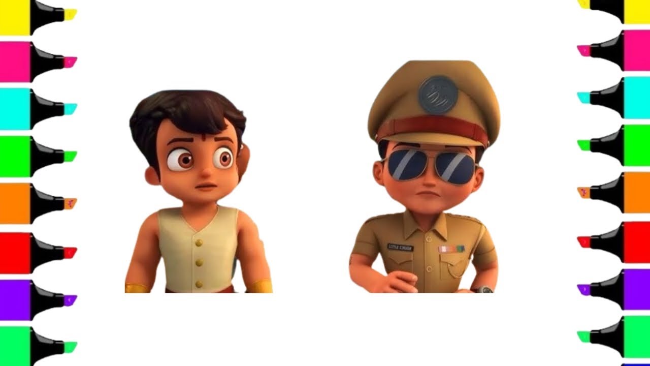 How to draw Chhota Bheem and little Singham | little Singham drawing ...
