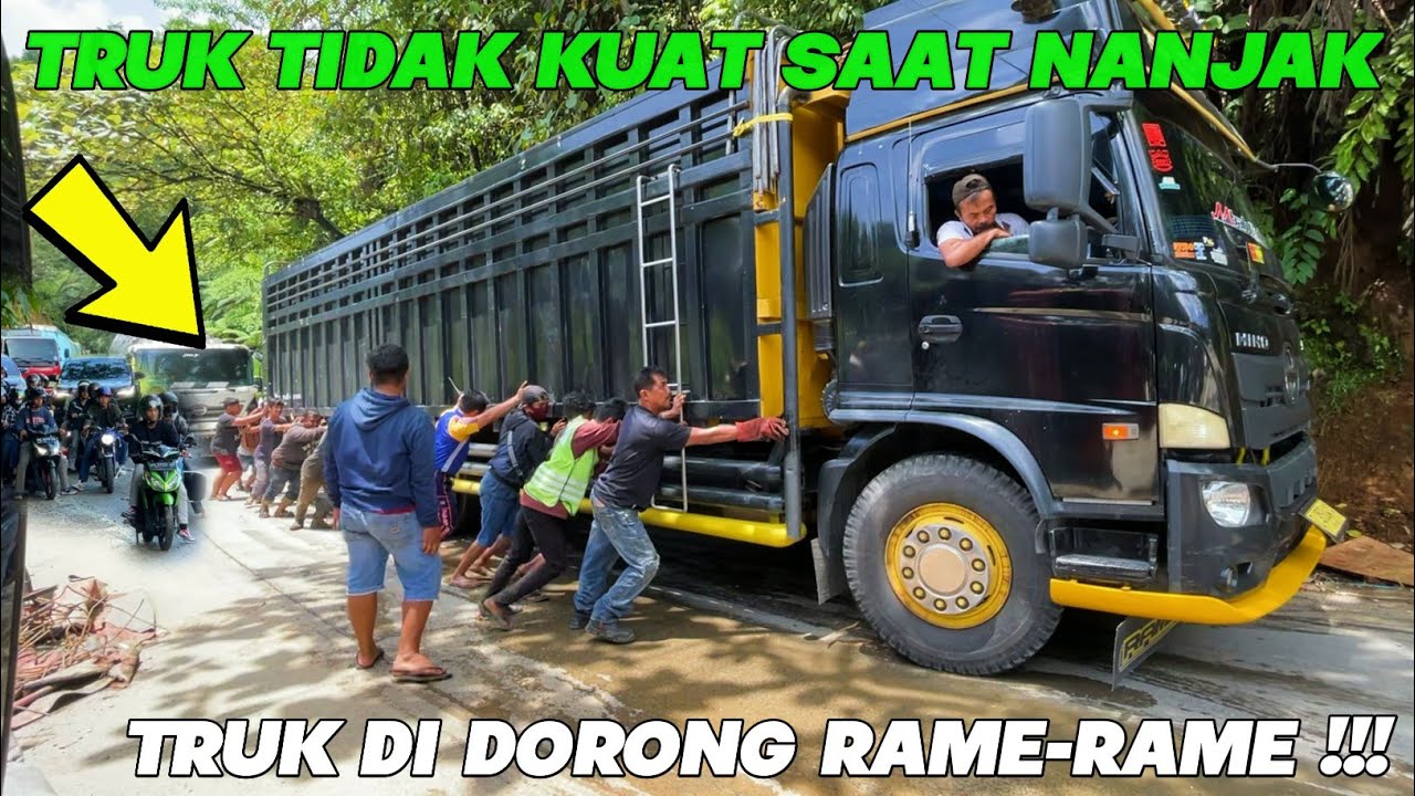 LANGKA !!! Sopir & Polisi Dorong Truk Rame-Rame Yang Membuat Macet ...