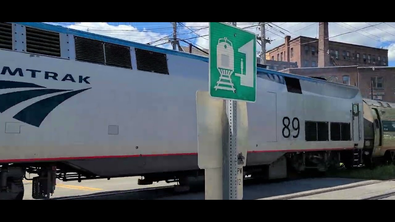 Amtrak #89 leading Vermonter southbound into Brattleboro - YouTube