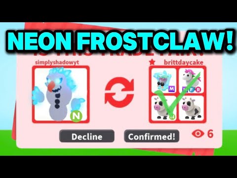 Trading NEW NEON FROSTCLAW! In Adopt Me - YouTube