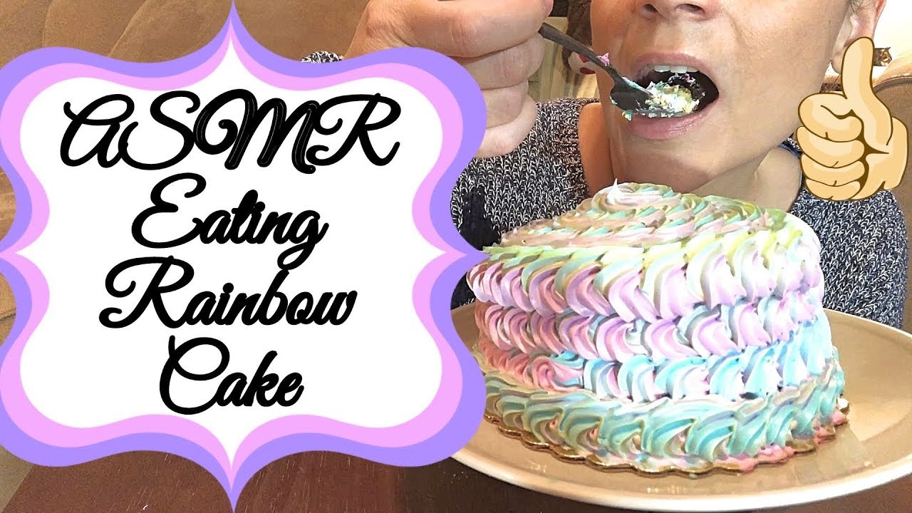 ASMR EATING RAINBOW CAKE 🍰 | #ASMR CAKE | *NO TALKING* {BIG BITES ...