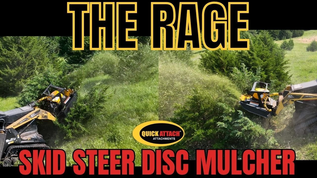 Skid Steer Disc Mulcher in action- The Rage by Quick Attach - YouTube