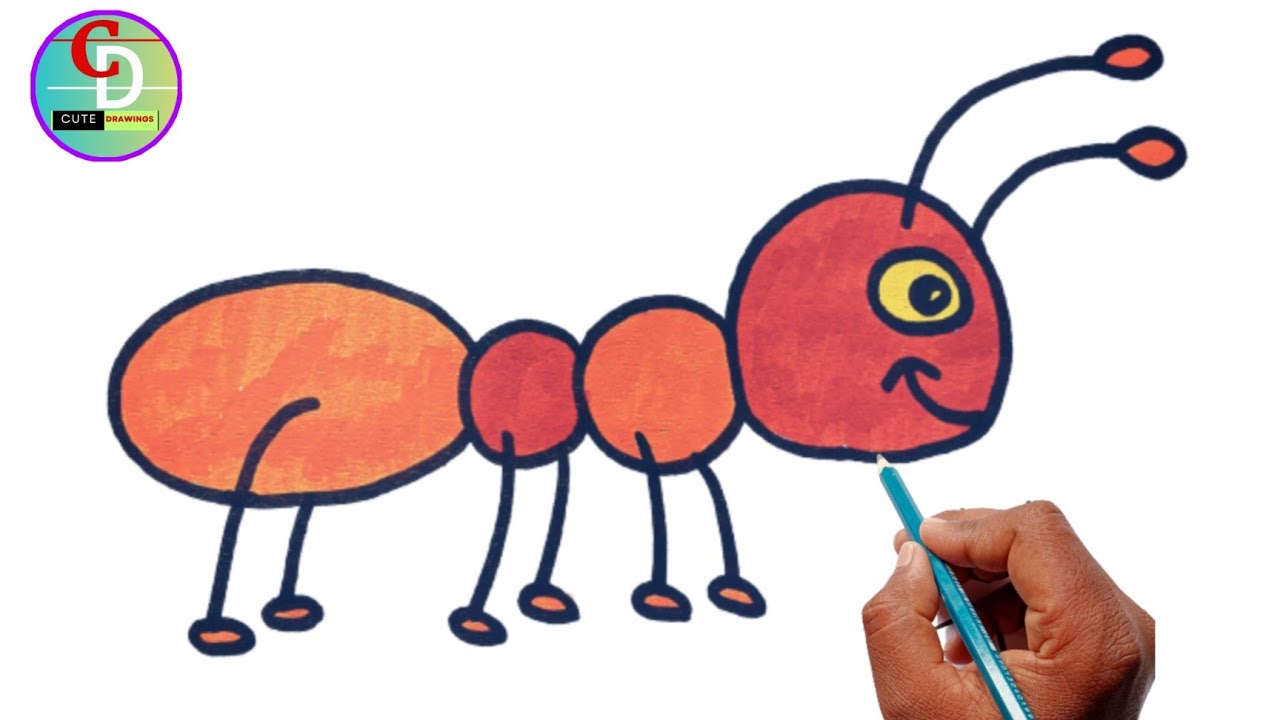 Draw ant || Ant drawing for kids || Step by step ant drawing ...