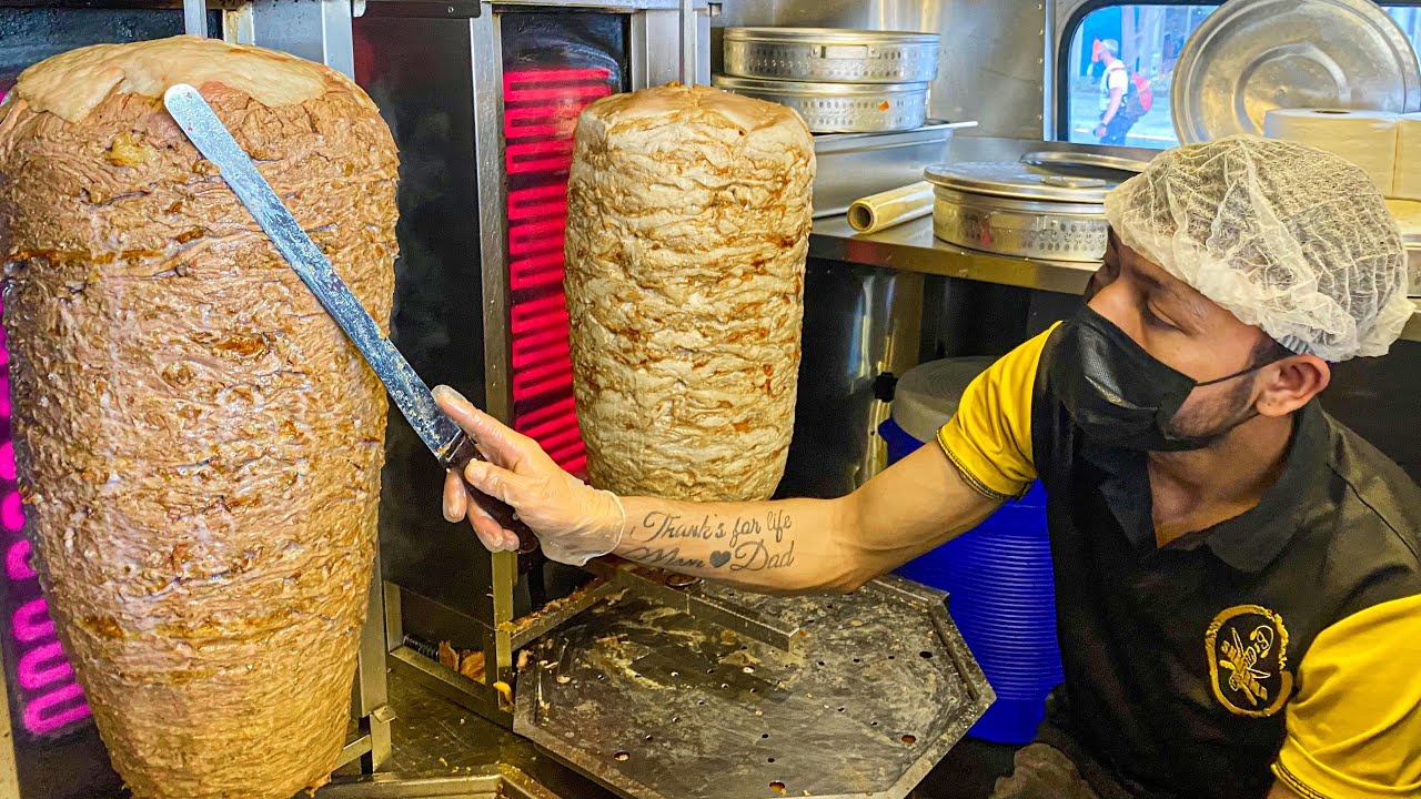 The Original Preparation of Shawarma in Dubai! Incredible Dubai Street ...