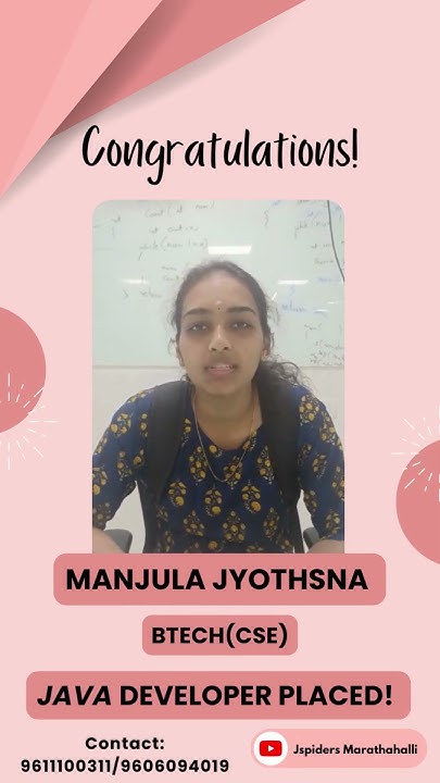 Student Successfully Placed | Java Full Stack Development | Jspiders Marathahalli | Manjula ...