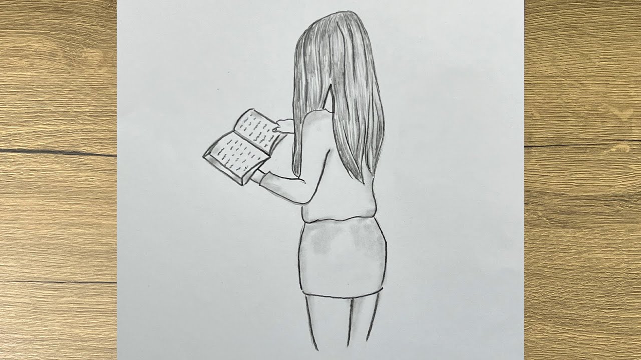 How to Draw a Girl Reading a Book || Drawing Tutorial || Easy Pencil ...