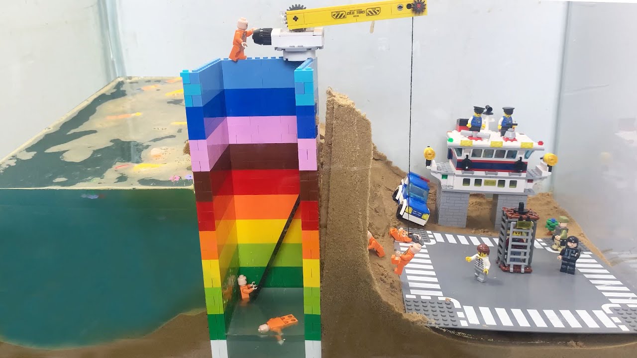 Lego Dam Breach Experiment - New LEGO Underground Prison Inside Dam ...