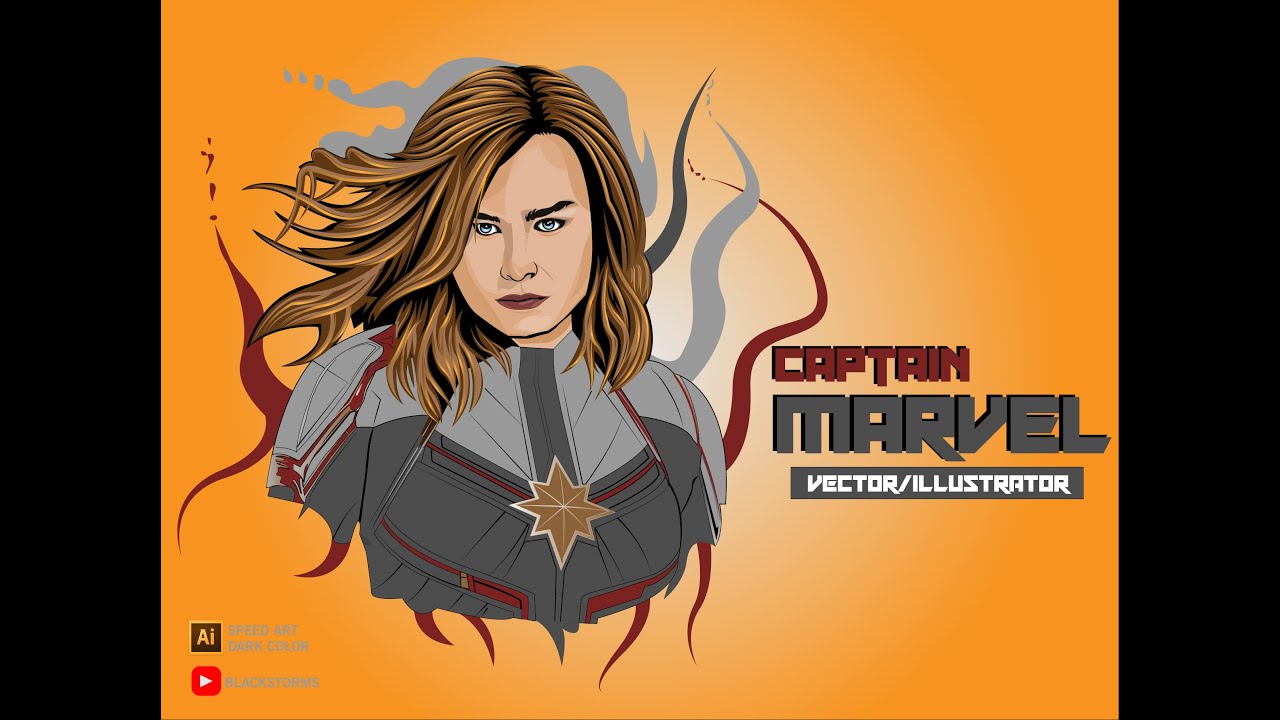 captain marvel vector art tutorial(adobe illustrator) - YouTube