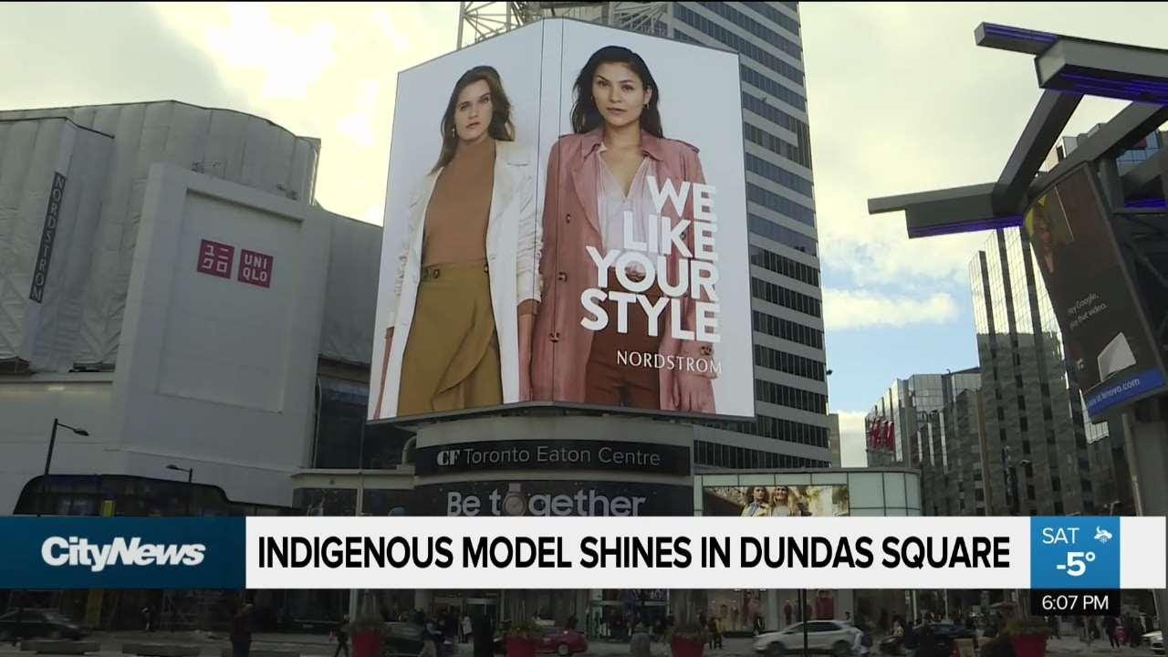 Indigenous model featured on massive Toronto billboard - YouTube