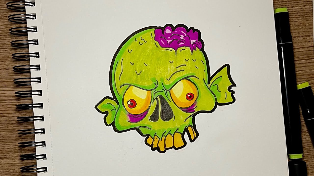 How To Draw Zombie Head For Halloween 🎃🧟‍♂️ - YouTube