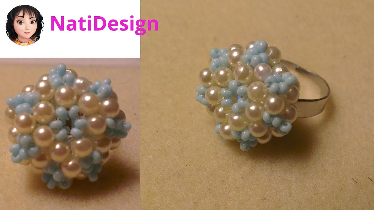 Anillo bouquet de perlas y mostacilla🎀🎁- Pearl and seed bead bouquet ...