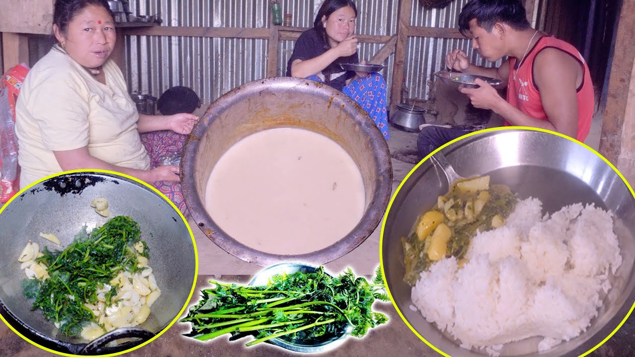 Laxmi cooking fiddlehead fern curry mix with potato @suryalaxmivlogs ...