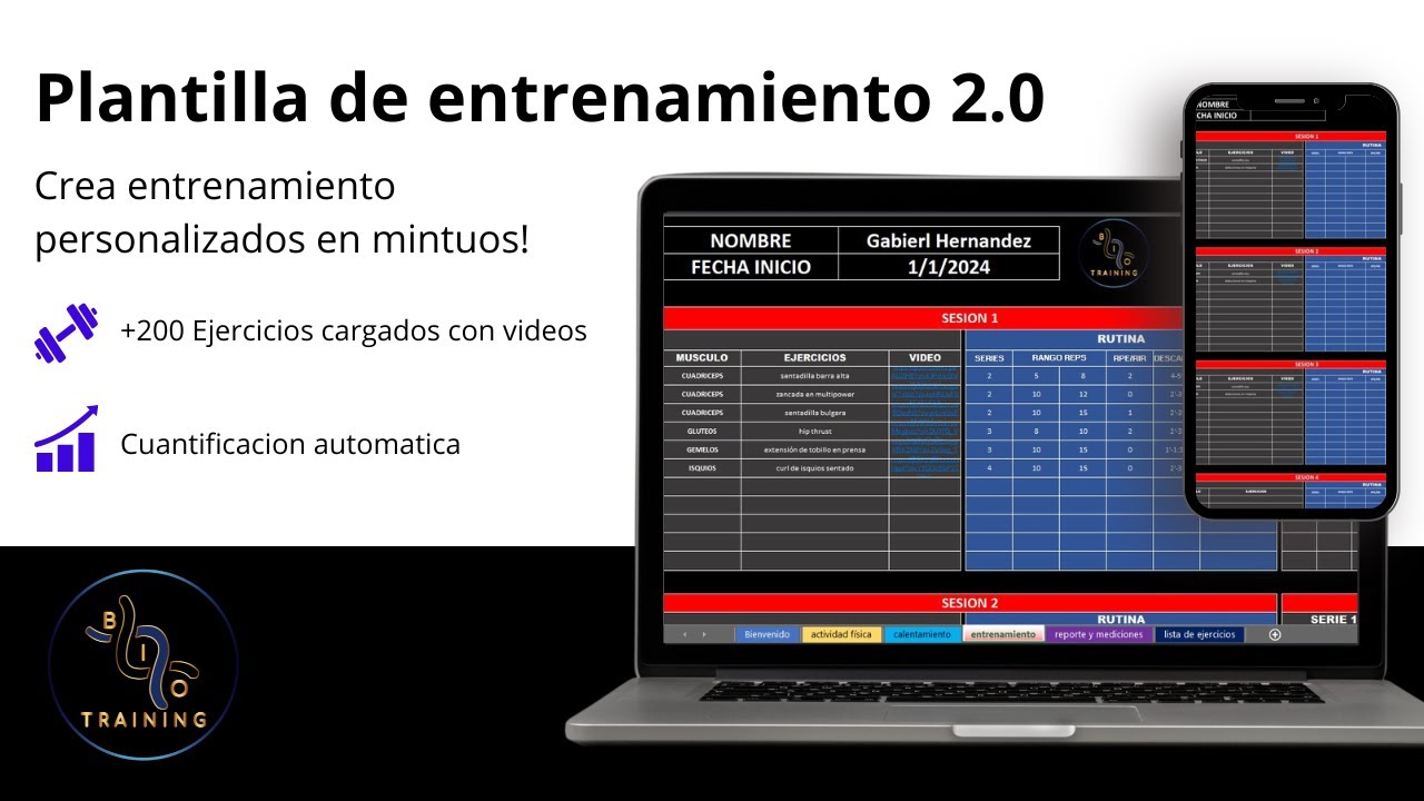 tutorial plantilla entrenamiento 2.0 para crear rutinas de entrenamiento - YouTube