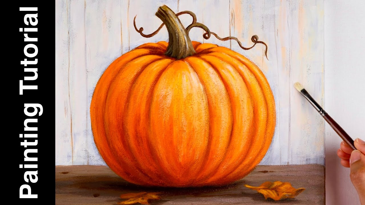 How to paint a Pumpkin with acrylic paint; Pumpkin painting tutorial ...