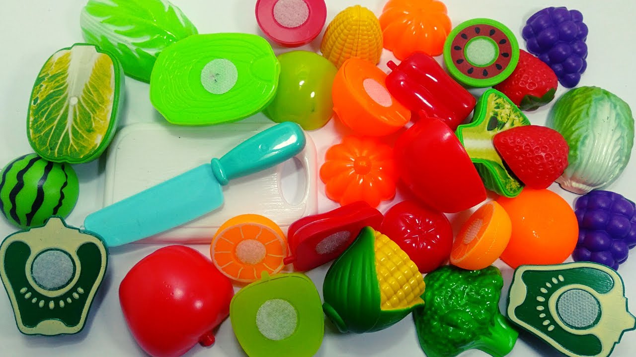 تعلم الفواكه والخضروا ,فيديو مرضي,SATISFYINGVIDEO,PLASTIC FRUITS CUTTING | foodstoys,balloon ...
