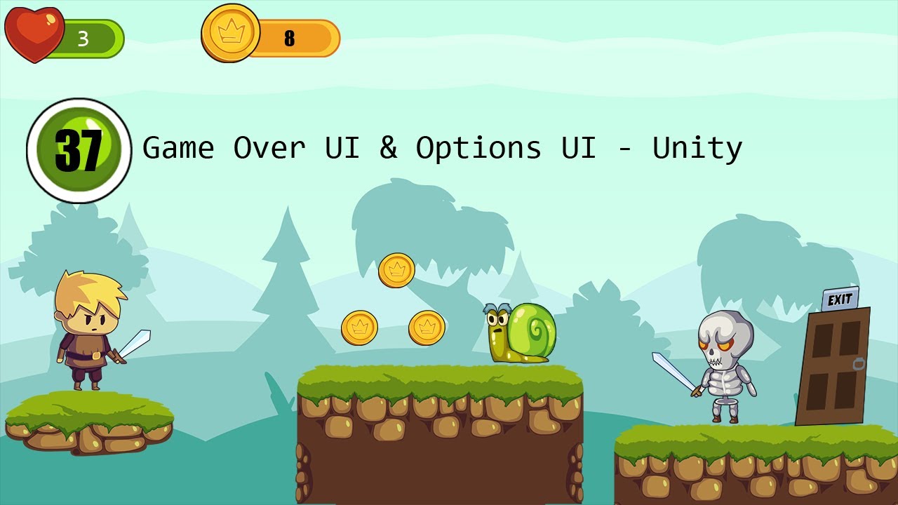 37 - Game Over UI & Options UI - Part 1 - Unity دورة إحتراف - YouTube