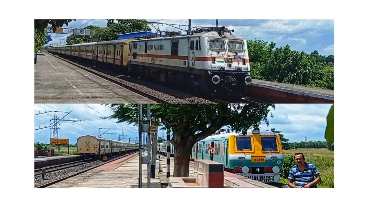 Express & local train crossing:Speed Express Trains Moving Out at ...
