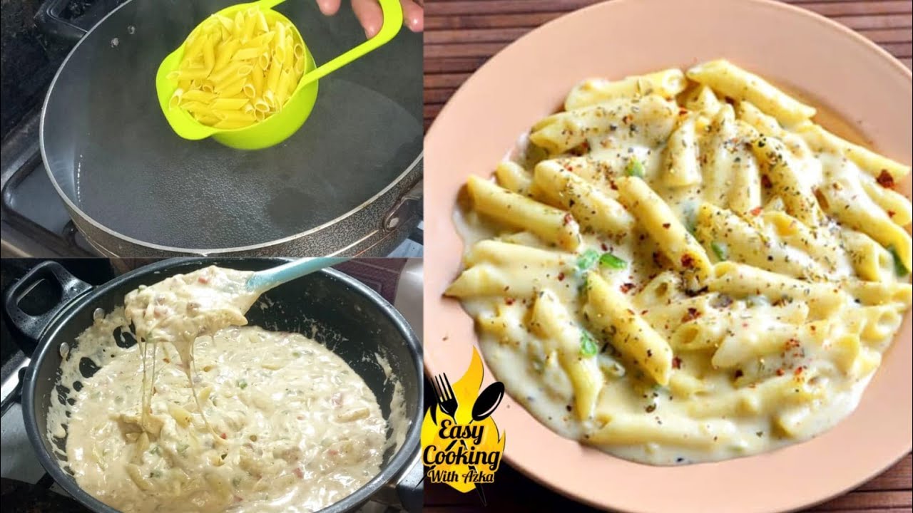 White Sauce Pasta Recipe | Creamy & Cheesy White Sauce Pasta | Pasta in ...