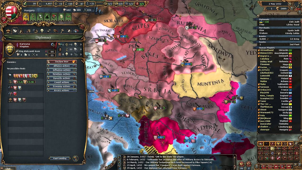 A Balkan Rush [2] Hungary Multiplayer w/Fans EU4 WoN CK2 Export - YouTube