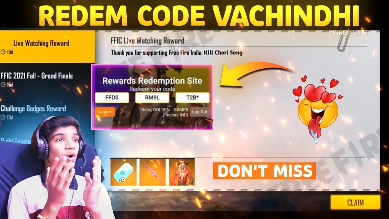 Redeem Code for Free Fire Players - Free Fire Gifts - Dhanush ff gamer ...