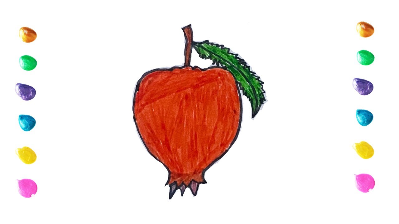 How to draw pomegranate very easy - YouTube