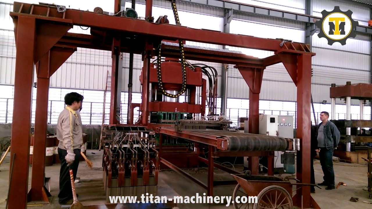 Concrete "lego-block" making machine TITAN 1200 DHEX testing. - YouTube