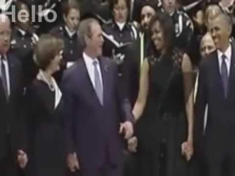 George W Bush dances during the Dallas Memorial - YouTube