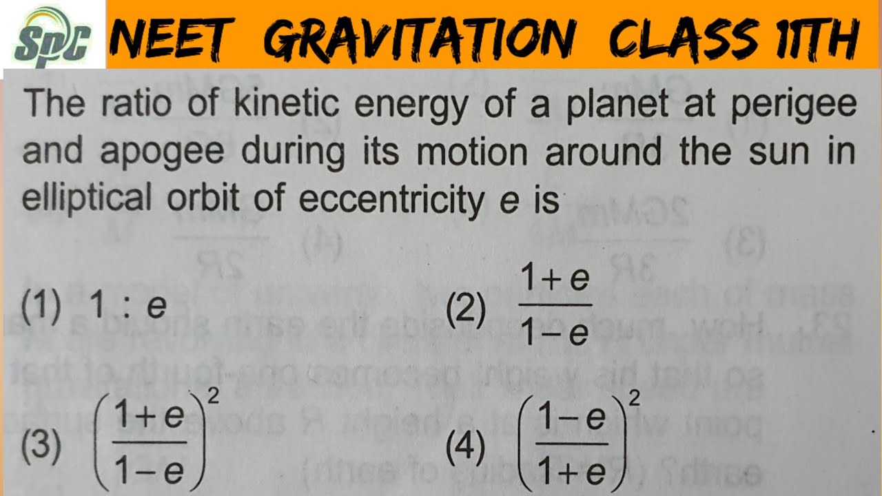 The ratio of kinetic energy of a planet at perigee and apogee during ...